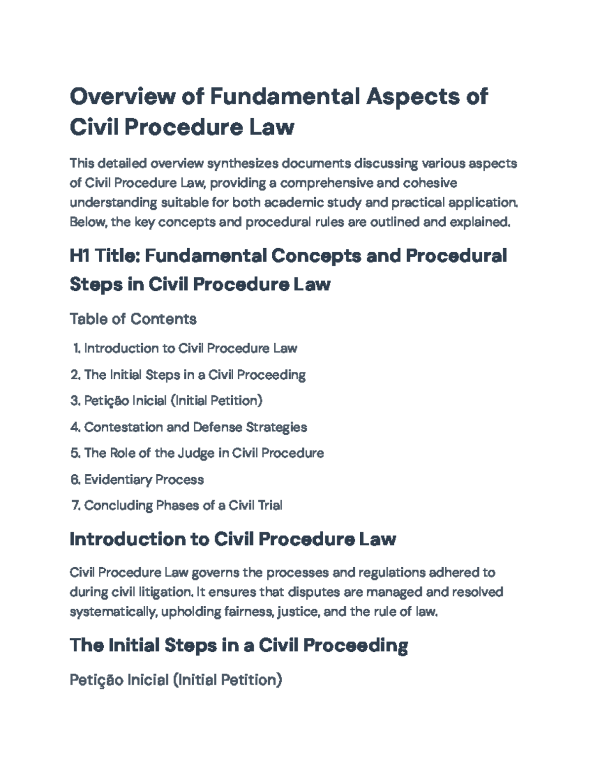 Civil Procedure Law Overview: Concepts and Procedures (CIVIL 101 ...