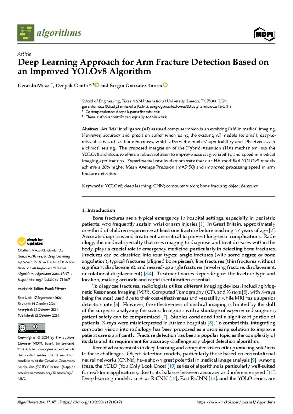 Deep Learning for Arm Fracture Detection: Enhanced YOLOv8 Approach ...