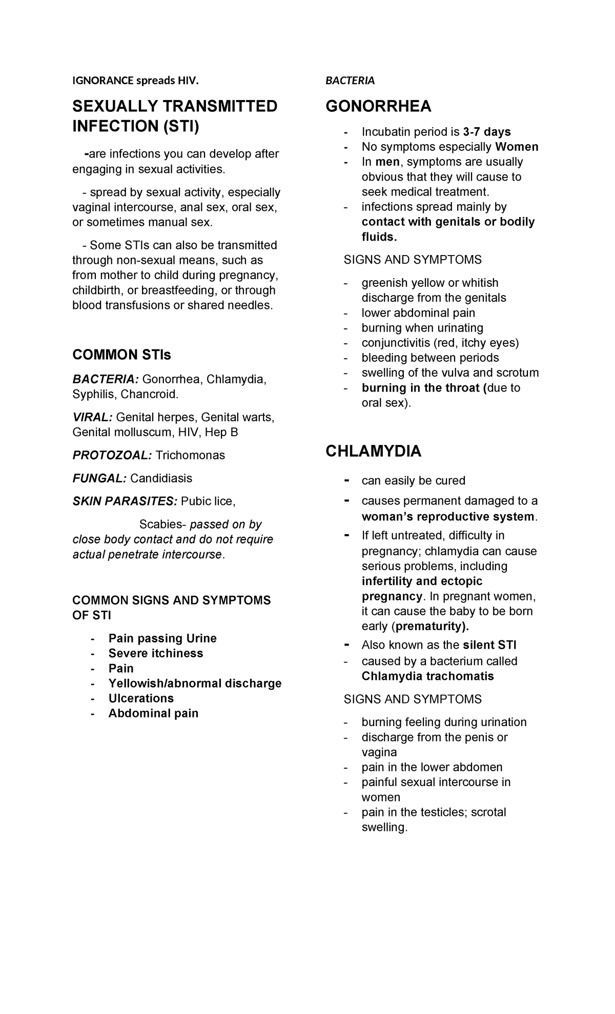 HIV, AIDS, and STIs: Comprehensive Study Notes for Health Course - Studocu