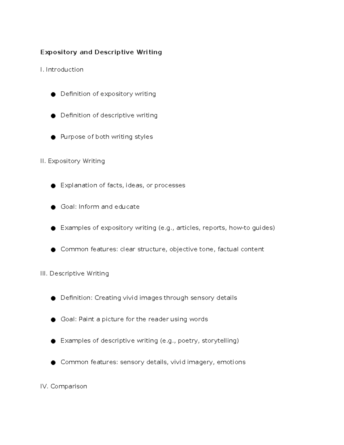 Outline - Lecture on Expository and Descriptive Writing Techniques ...