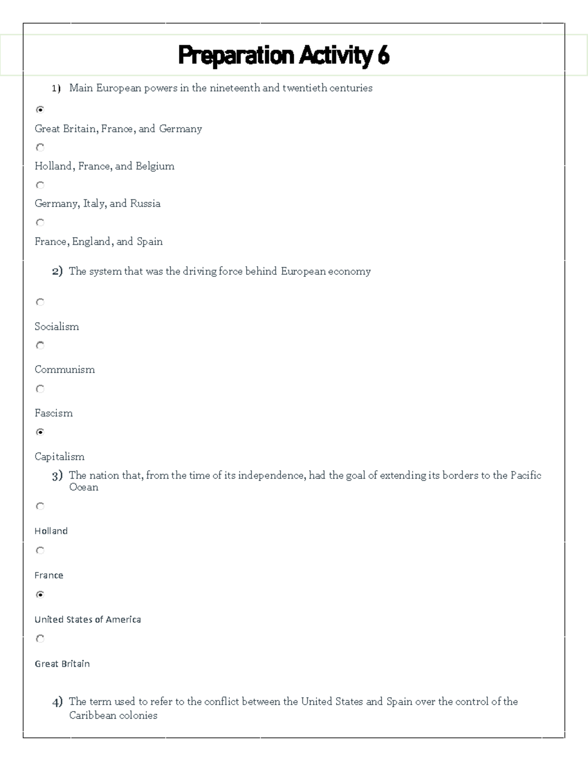 Preparation Activity 6: European Powers & Imperialism Insights - Studocu