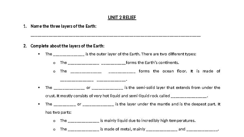 UNIT 2 Relief - Repaso para la Unidad 2 de Ciencias Sociales - Studocu