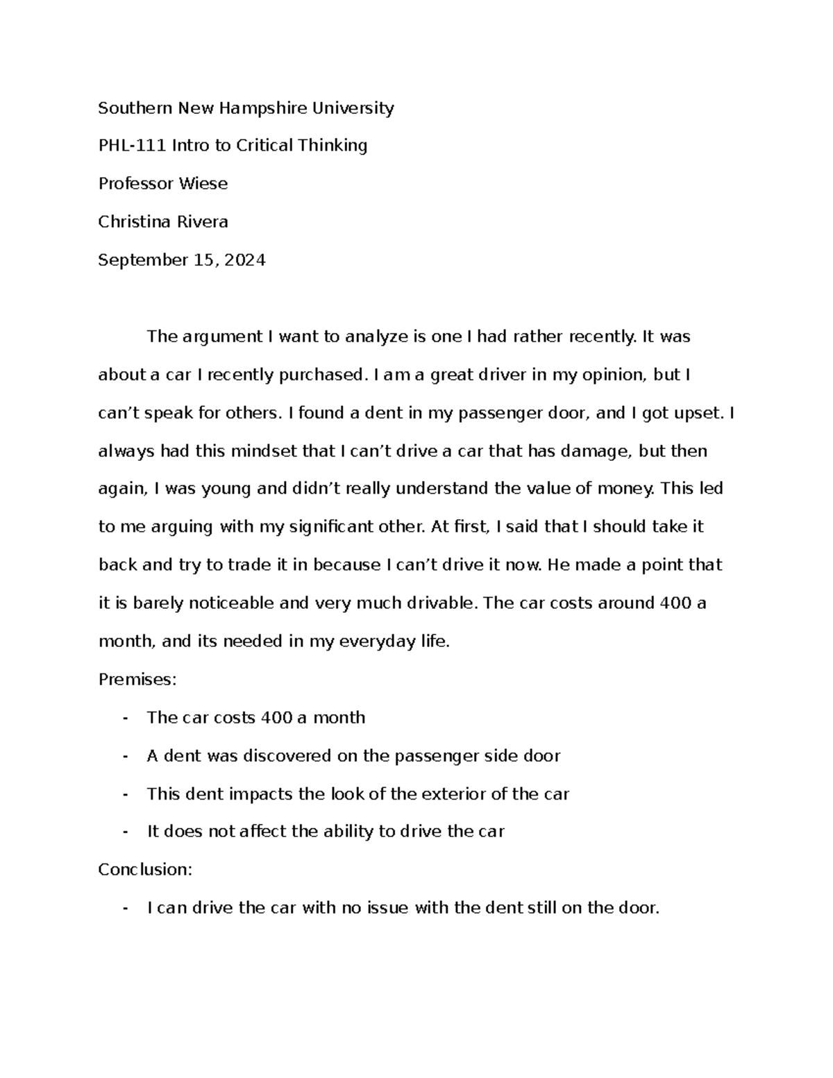 PHL-111 Module 2 Journal - Southern New Hampshire University PHL-111 ...