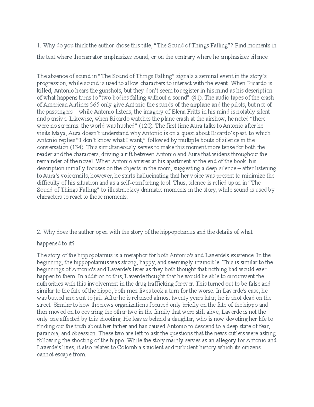 Analyzing Sound and Silence in "The Sound of Things Falling" (ENG 101 ...