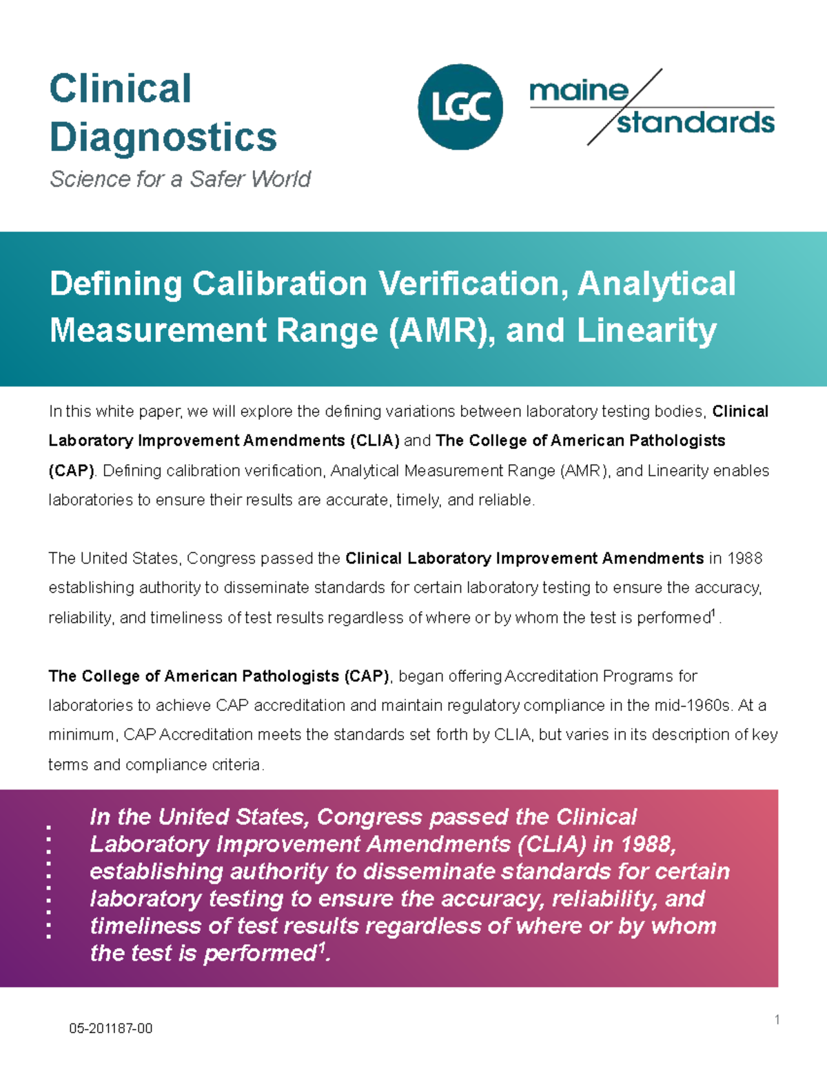 Defining Calibration Verification, AMR, and Linearity in Clinical Labs ...