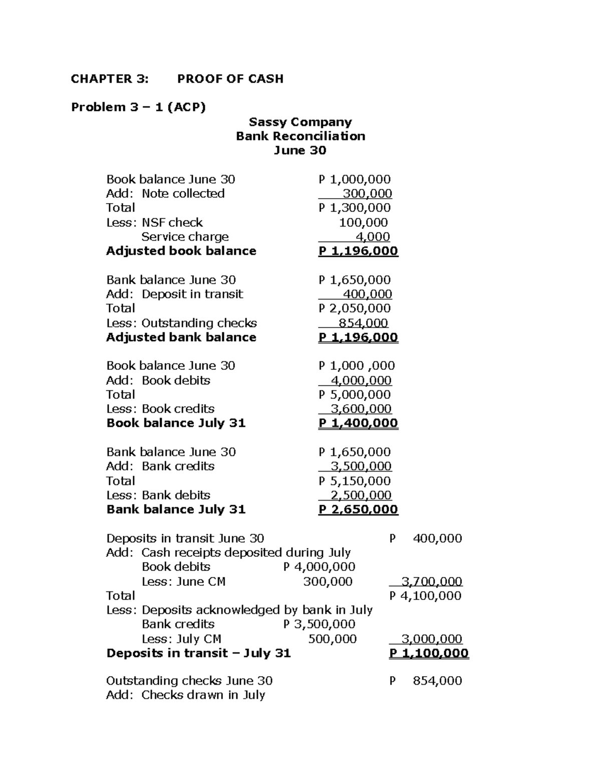 Proof OF CASH - BS accountancy - Studocu