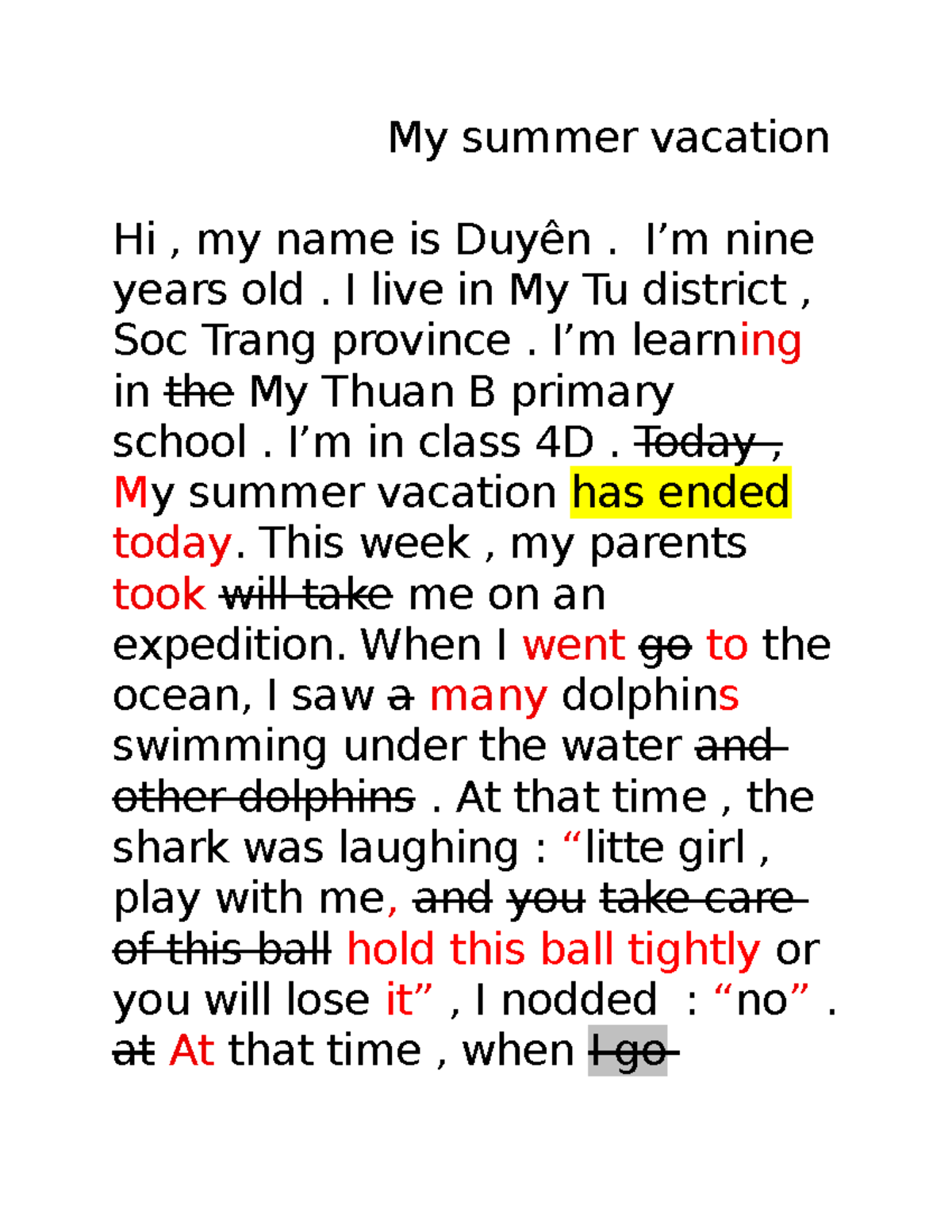 4D Writing Assignment: My Summer Vacation Experience - Studocu