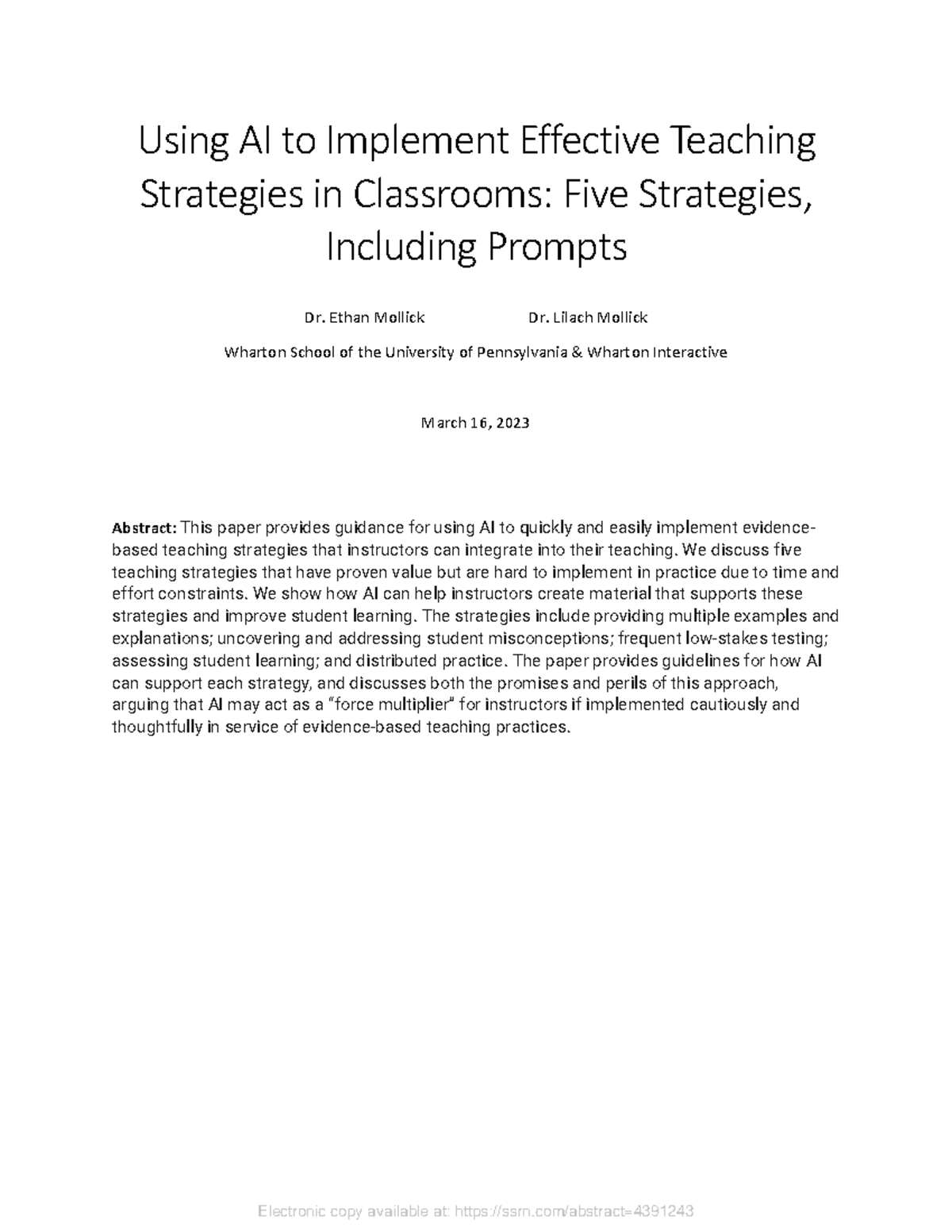 AI in Teaching - Using AI to Implement Effective Teaching Strategies in ...