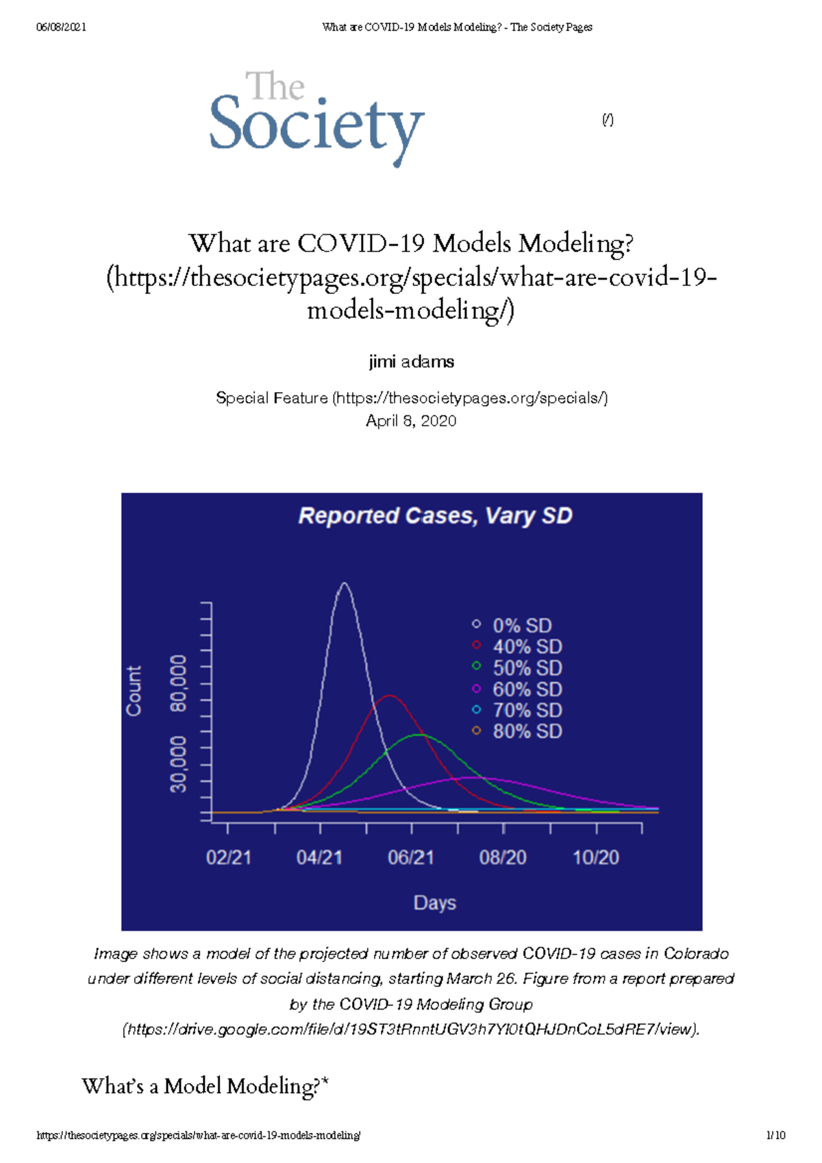 What are Covid-19 Models Modeling - The Society Pages - (/) What are ...