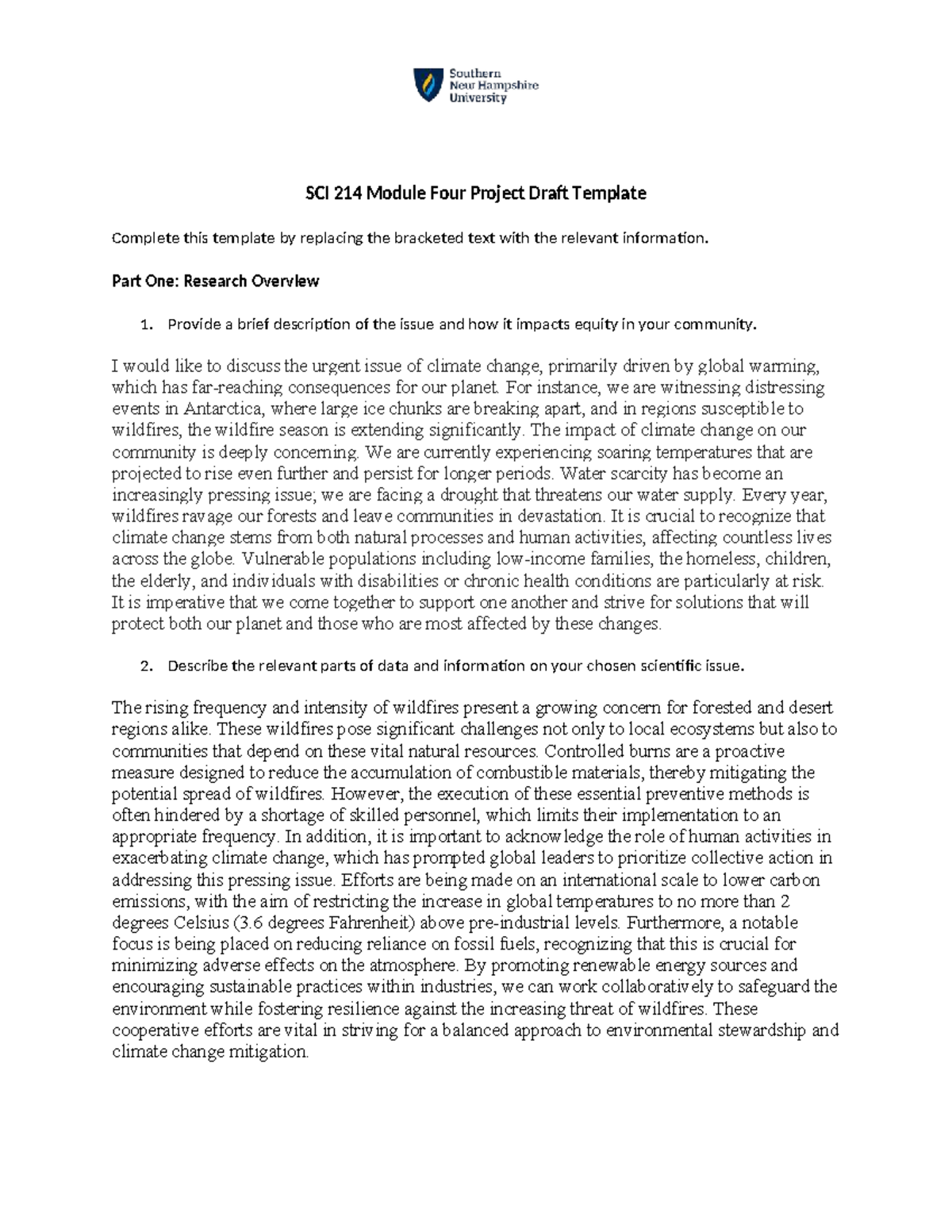 SCI-214 Module 4 Climate Change Research Overview Project Draft - Studocu