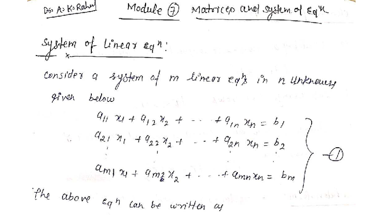 Module 7: Matrices and Systems of Linear Equations - Studocu