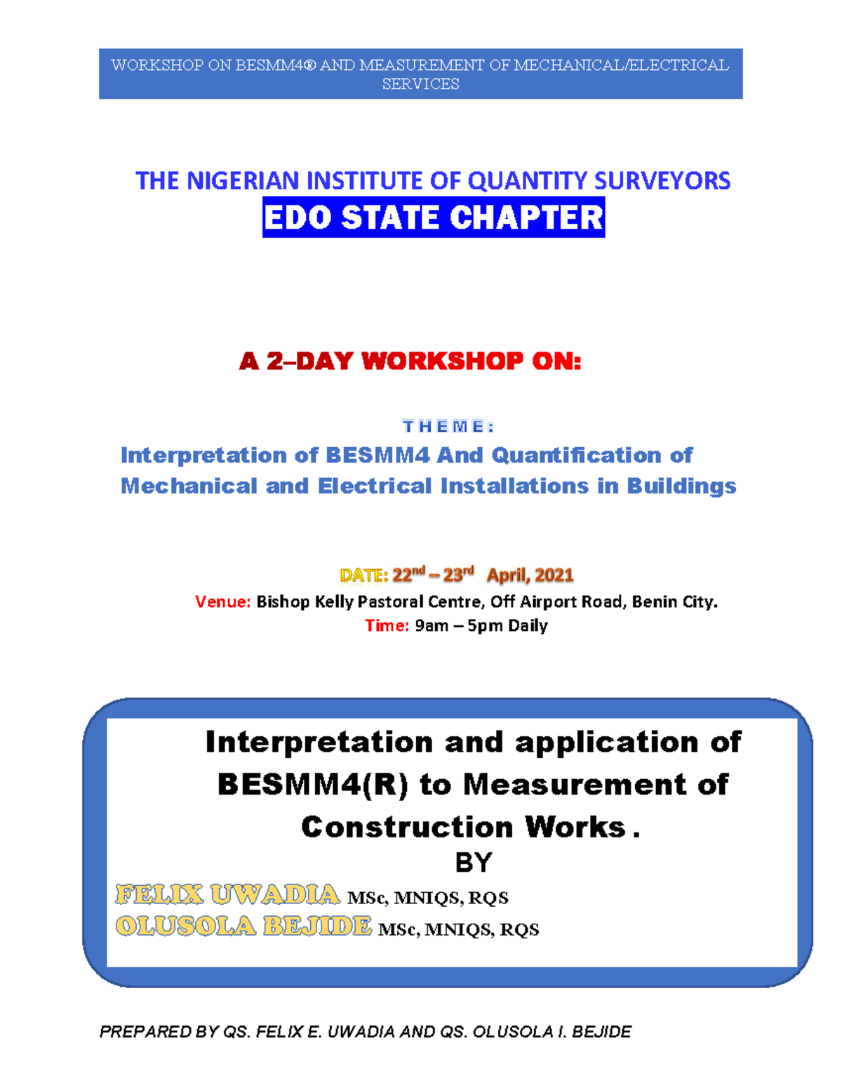 EDO NIQS 2021 Final Exam: Interpretation & Application of BESMM4 - Studocu