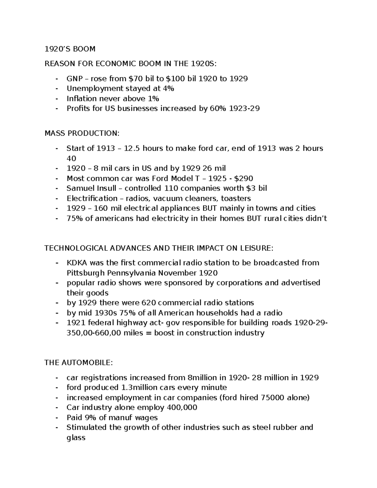 A Level History: Boom, Bust, and Recovery Notes for Last-Minute ...