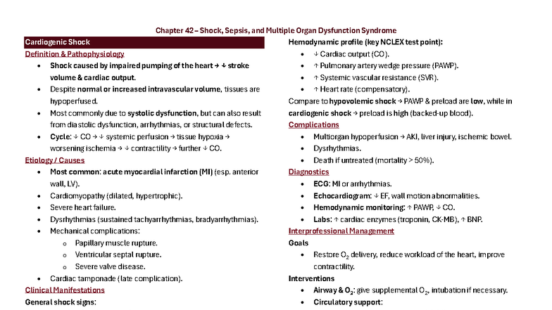 Chapter 42 Notes: Shock, Sepsis, and MODS - Key Concepts for NCLEX ...