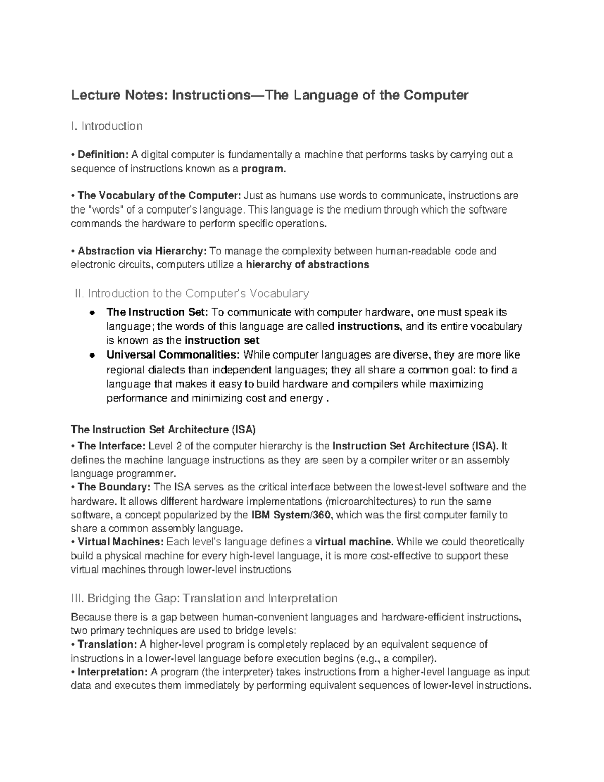 Architectural Foundations of Computer Instruction Set I: Lecture Notes ...
