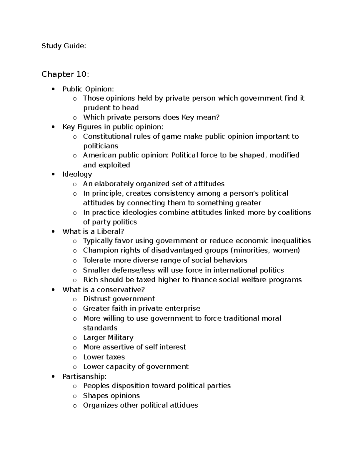 Political Parties and Public Opinion Overview (POLI 101 Study Guide ...