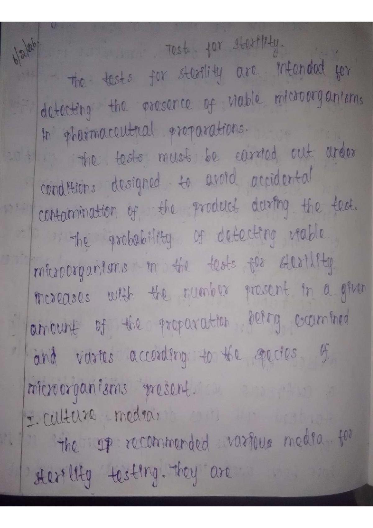 Test for Sterility - Microbiology Lab Procedures - Studocu