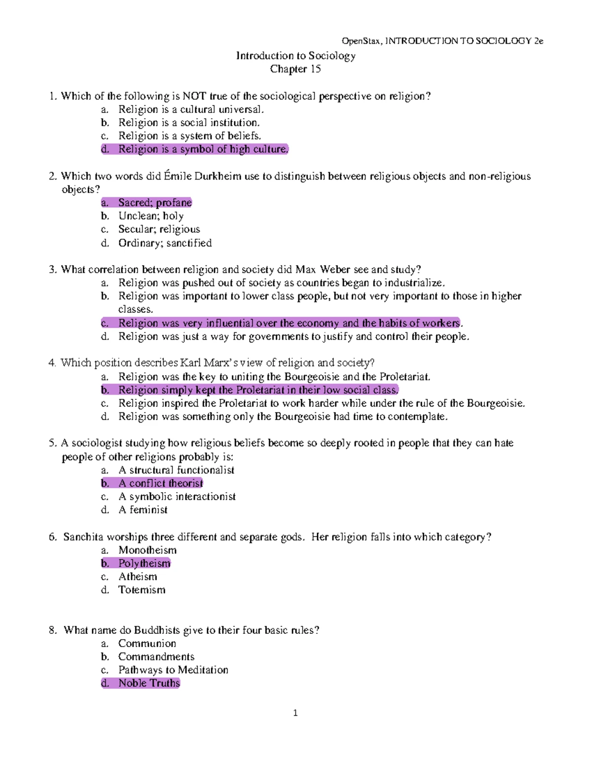 Chapter 21 Quiz - A study guide quiz to sociology - OpenStax ...