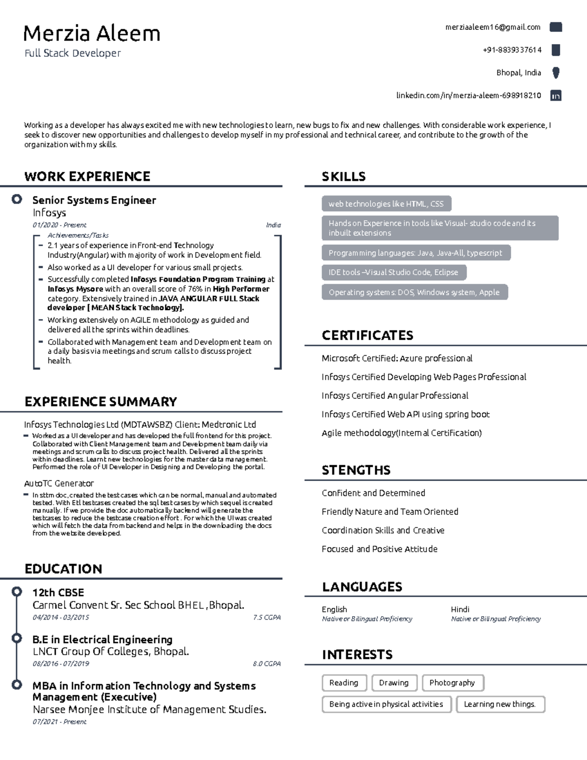 Merzia Resume - Year - Merzia Aleem Full Stack Developer merziaaleem16 ...