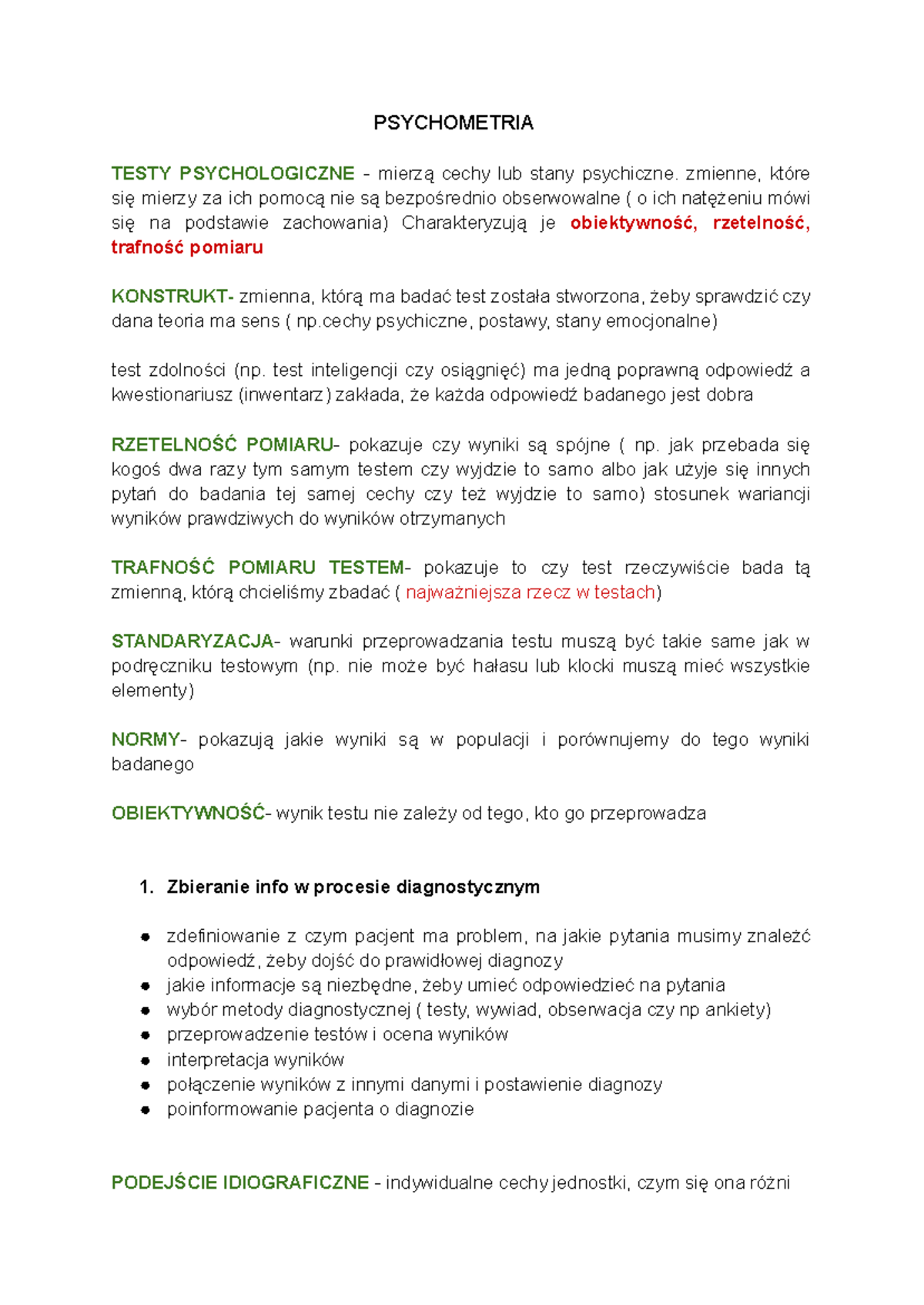 Psychometria - Notatki z zakresu psychometrii i testów psychologicznych ...