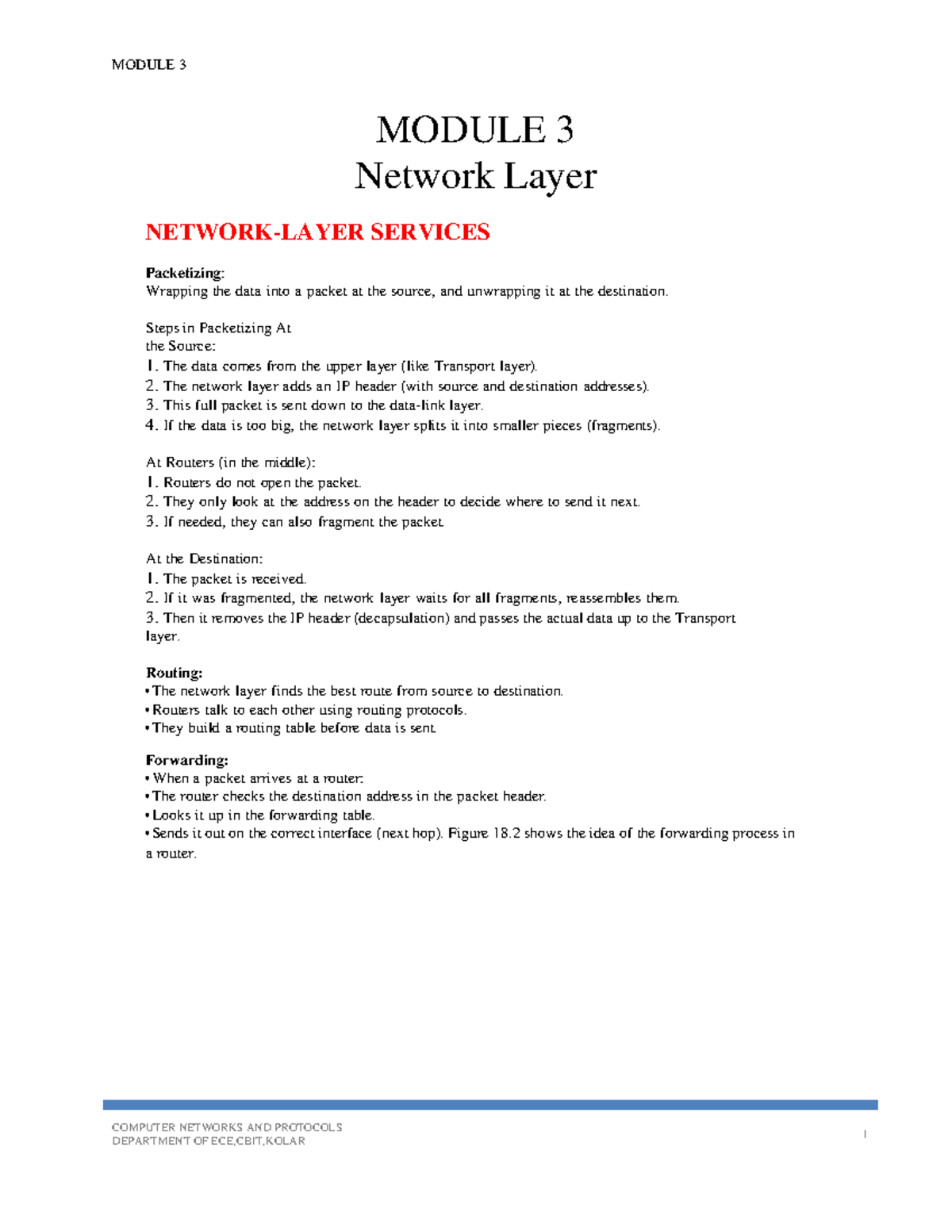 Module 3 - Network Layer Services and Packet Switching in Computer Networks - Studocu