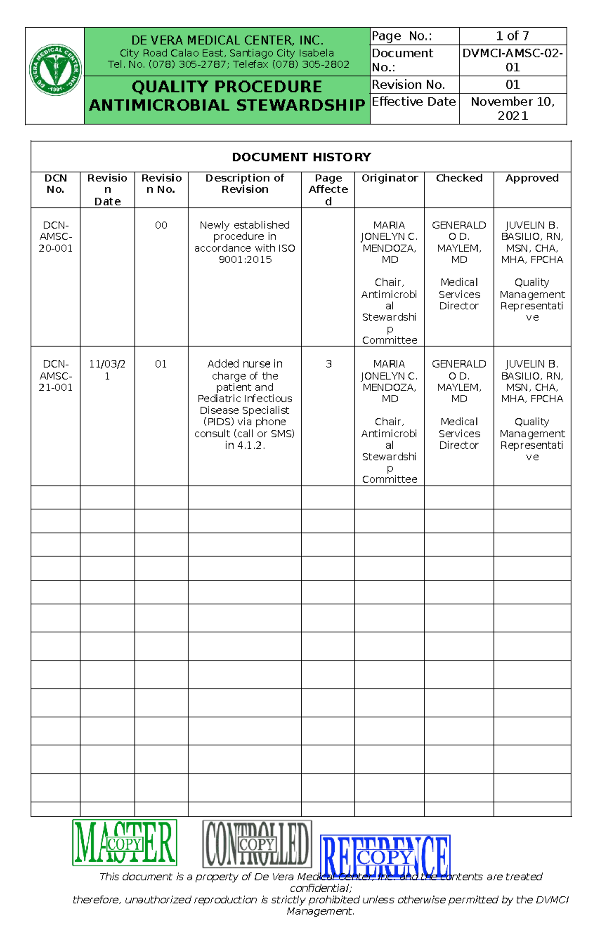 Quality Procedure: Antimicrobial Stewardship (Document No. 01) - Studocu
