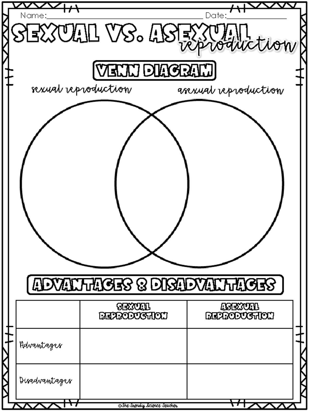Jaden Owen - Sexual vs Asexual Reproduction Worksheet - reproduction ...
