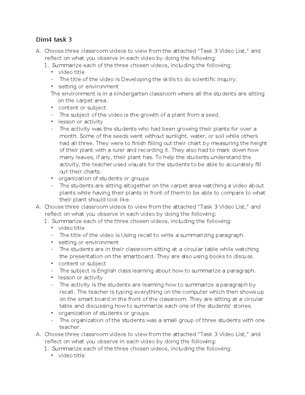 Dim4 Task 3 Reflection on Classroom Videos and High-Leverage Practices ...