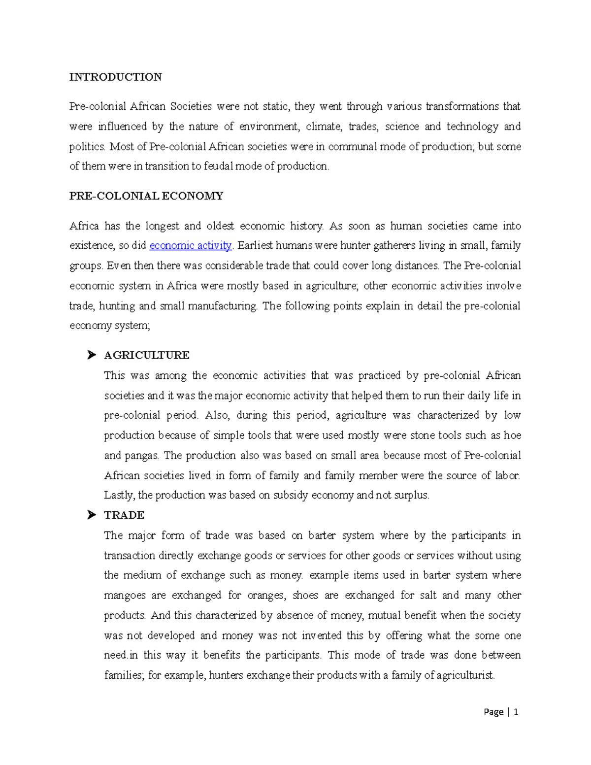 Assessment of Pre-Colonial Economy on East African Coast: Analysis ...
