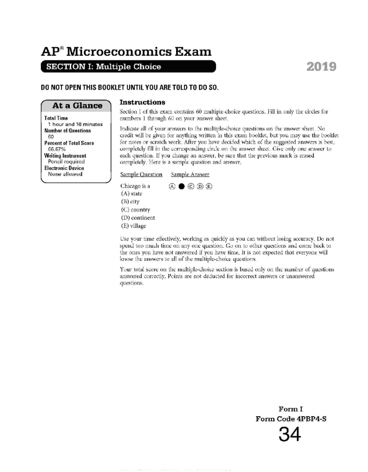 AP Microeconomics 2019 Practice Exam MCQ & FRQ Guide - Studocu
