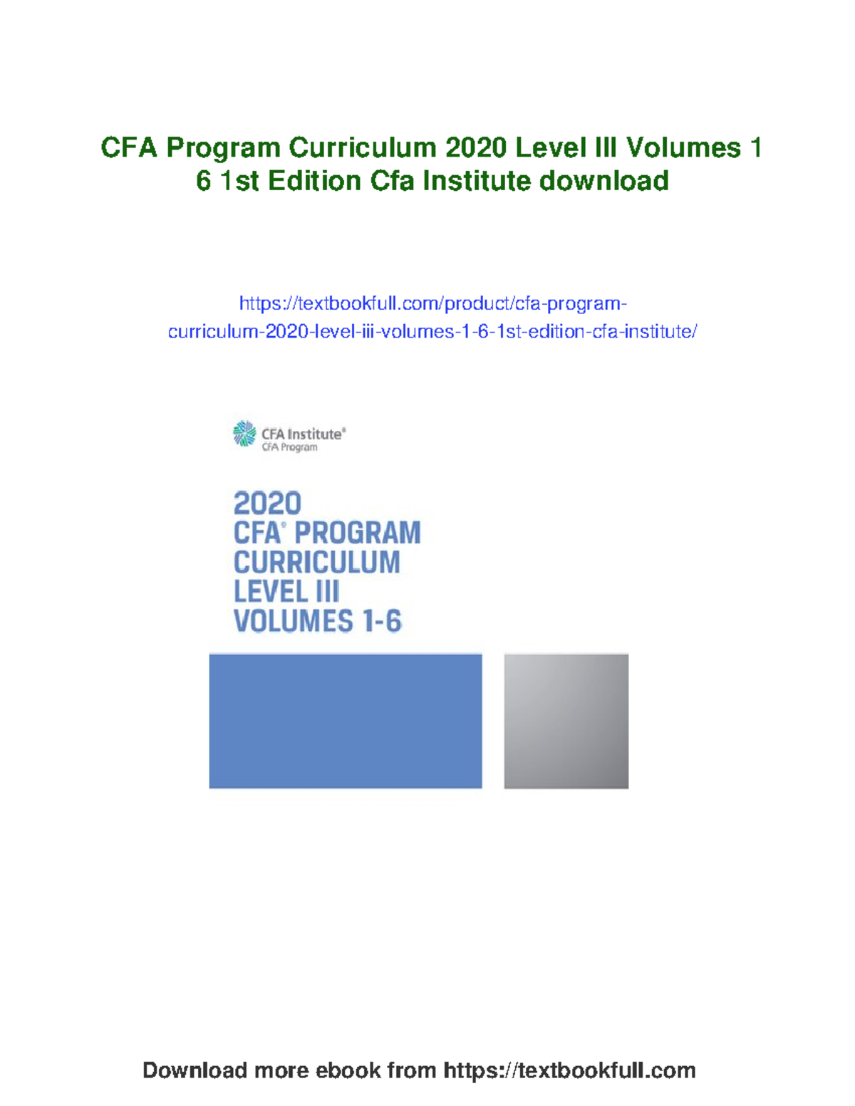 CFA Program Curriculum 2020 Level 1: Comprehensive Study Guide Volumes ...
