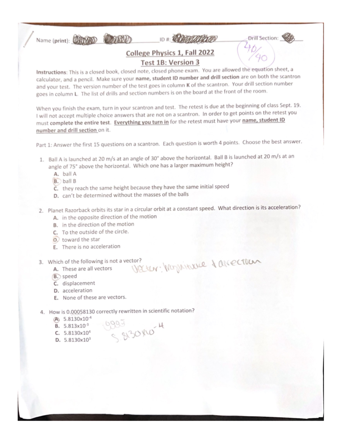 College Physics 1 (PHYS101) Fall 2022 Test 1 Review Guide - Studocu