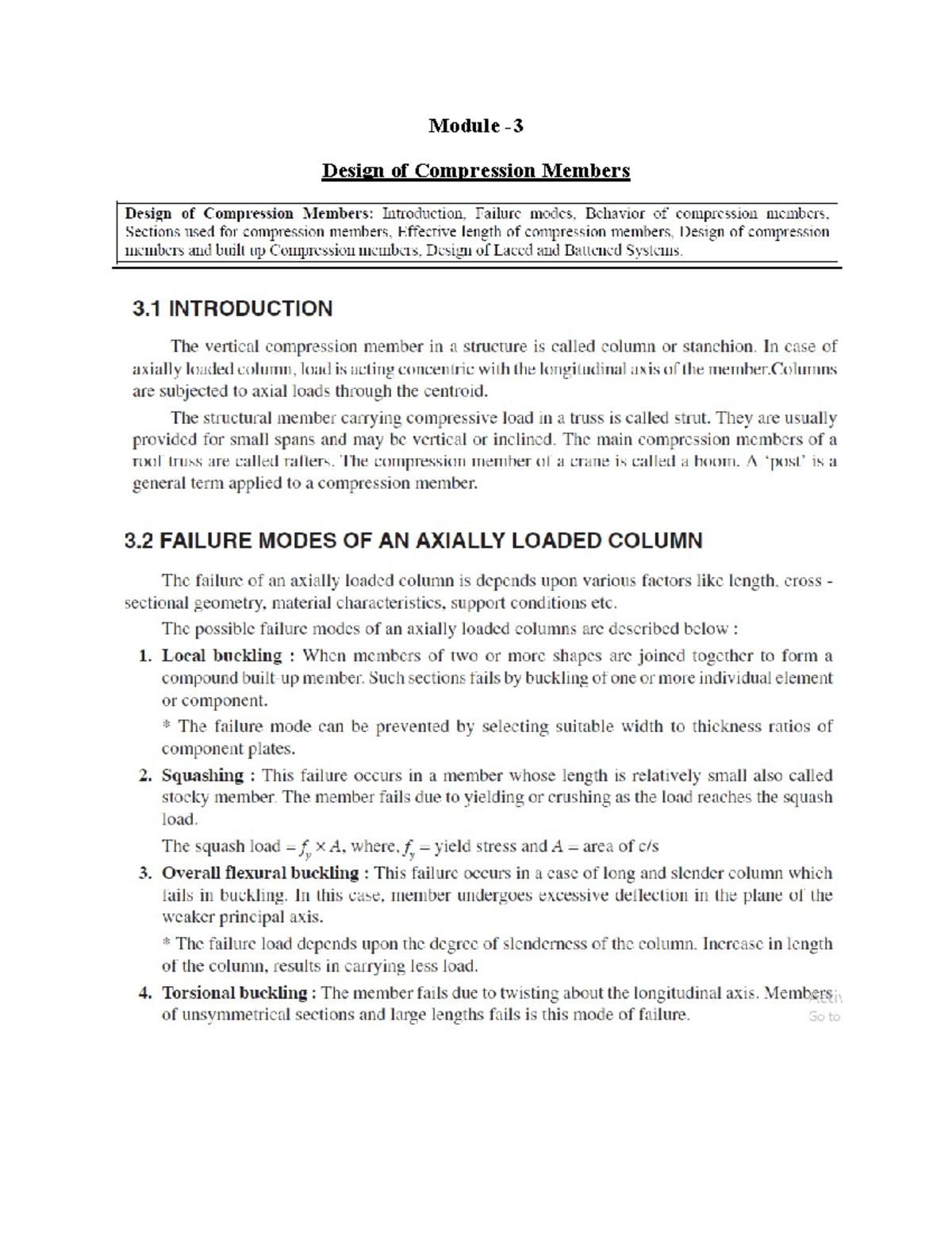 Module 5 Final: Design of Compression Members & Strut Analysis - Studocu