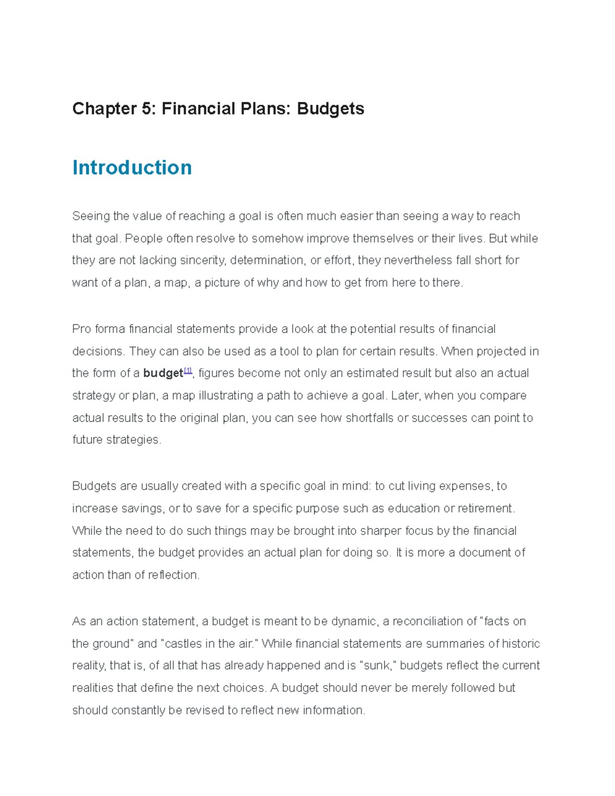 Chapter 5: Financial Plans and Budgeting Techniques in Personal Finance ...
