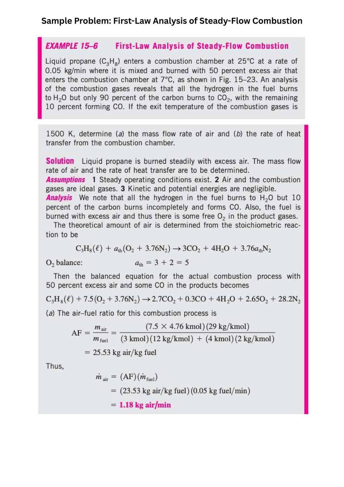 Fuels - n/a - Thermodynamics - Sample Problem: First-Law Analysis of ...