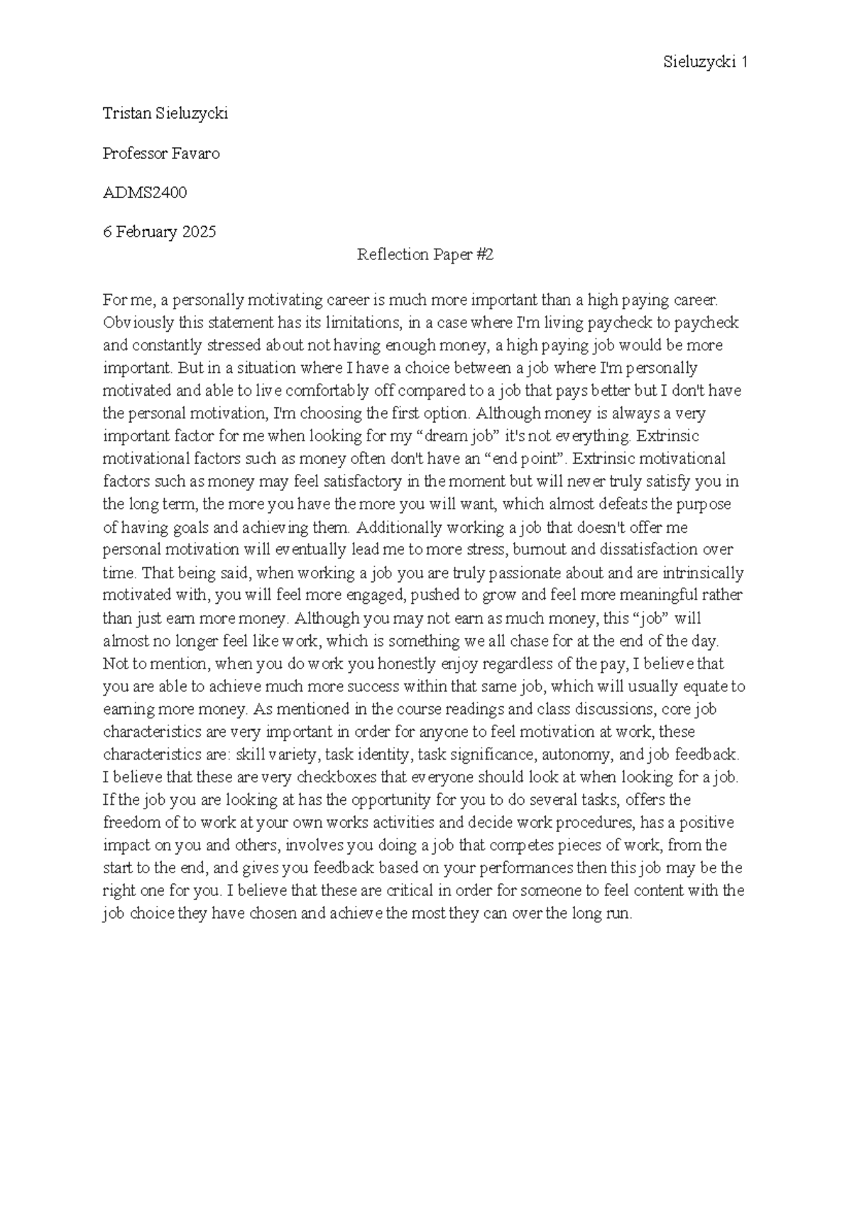Reflection Paper #2 - Based on your readings and our classroom ...