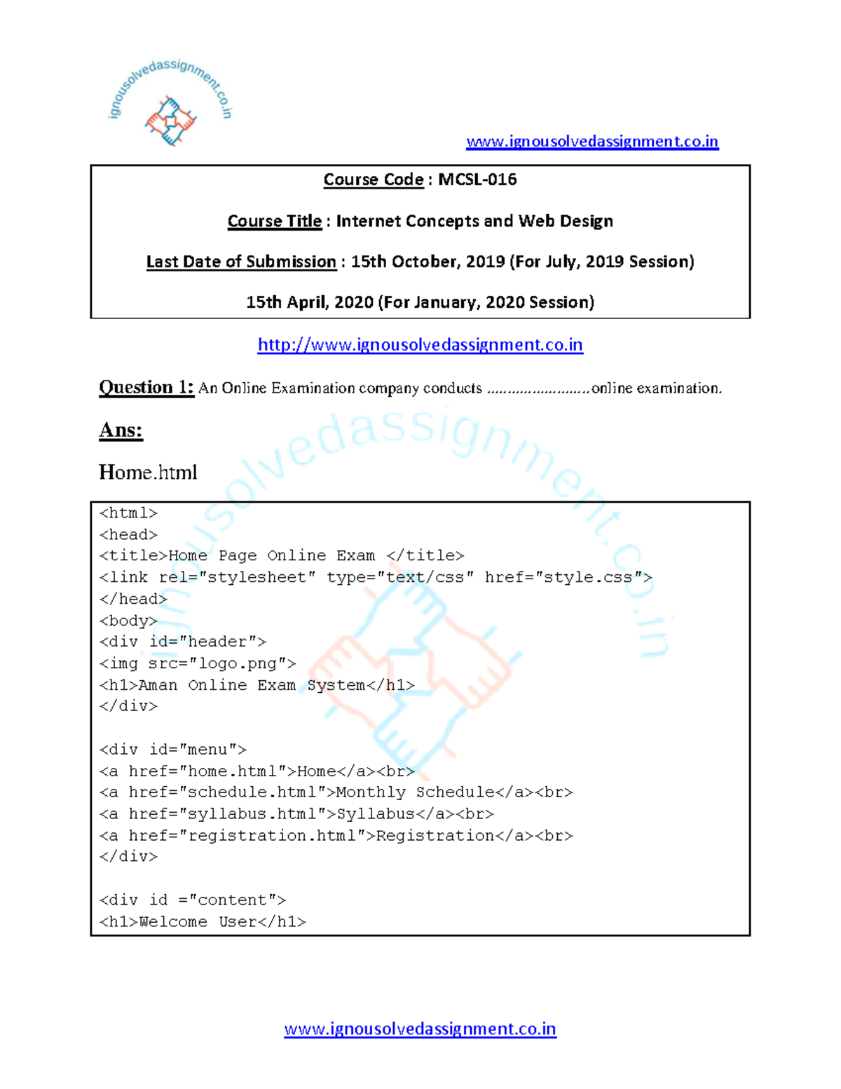 Mcsl-016 - Course on computer concepts questions set most important in ...