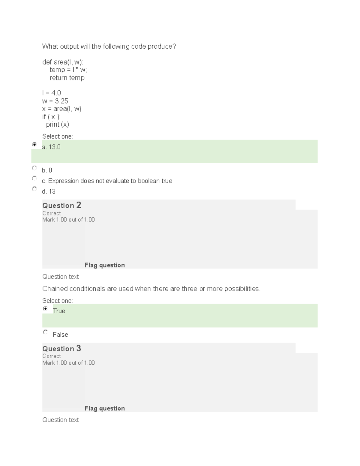 Self-Quiz Unit 4 - Self-Quiz Unit 4 - What output will the following ...