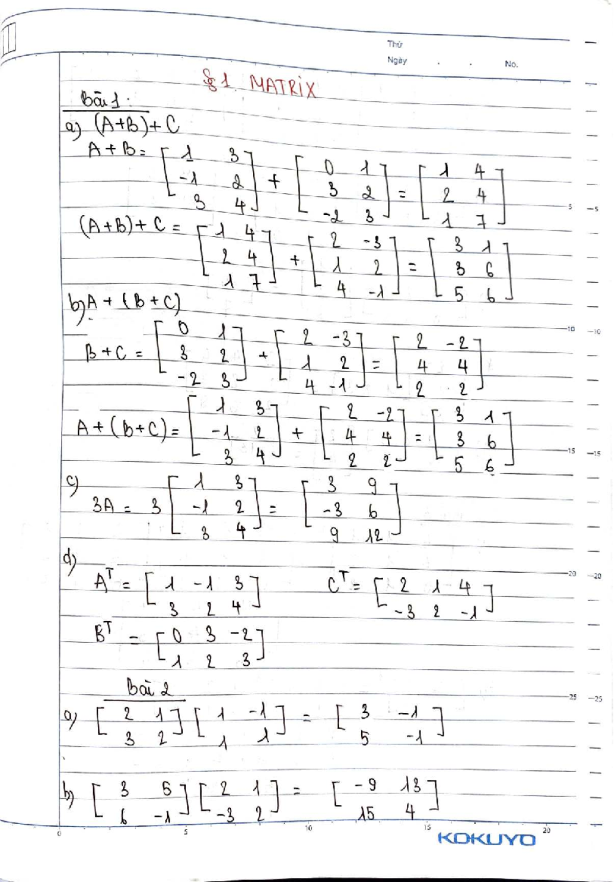Homework Matrix (Course Code: S 1) - Detailed Solutions and Examples ...