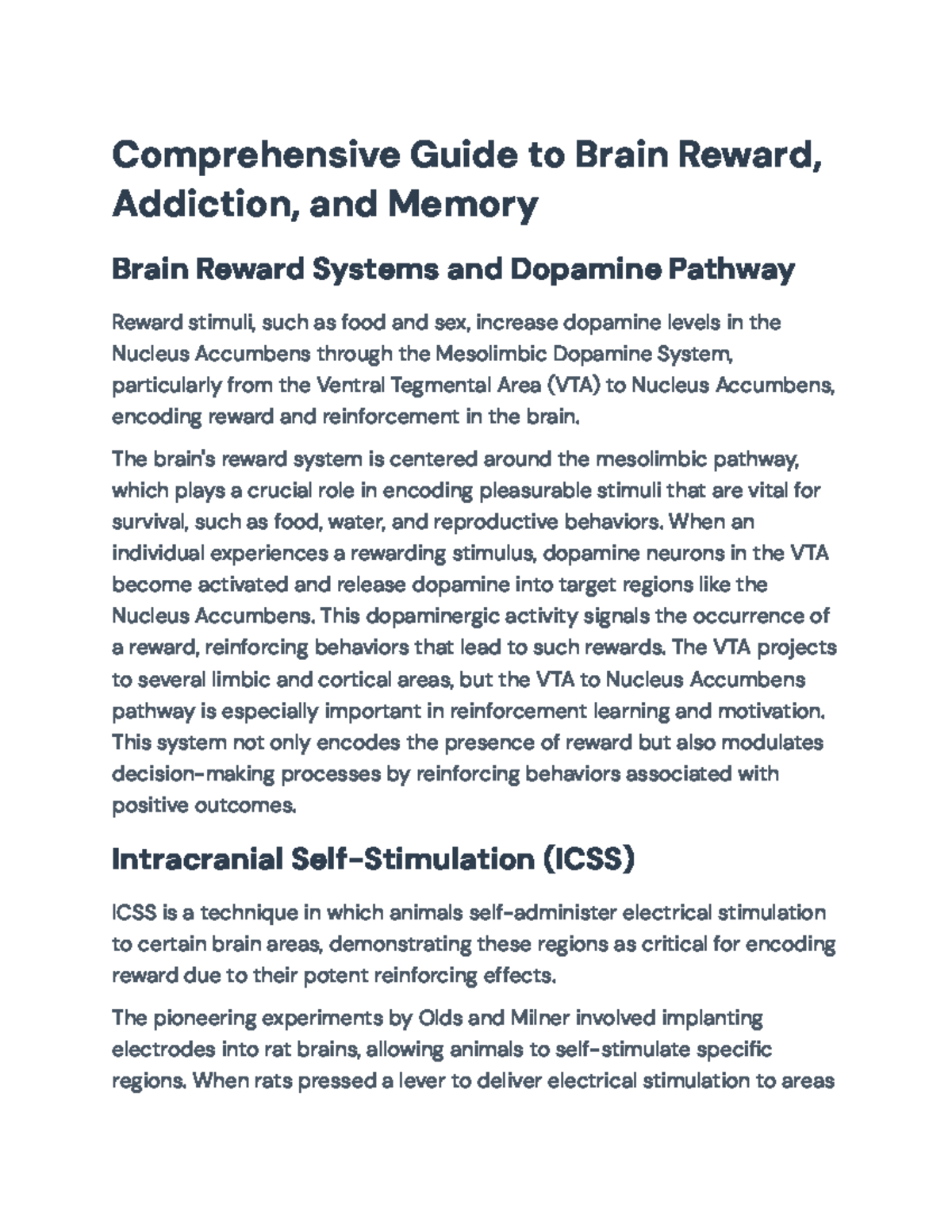 Comprehensive Guide on Brain Reward, Addiction, and Memory Systems ...