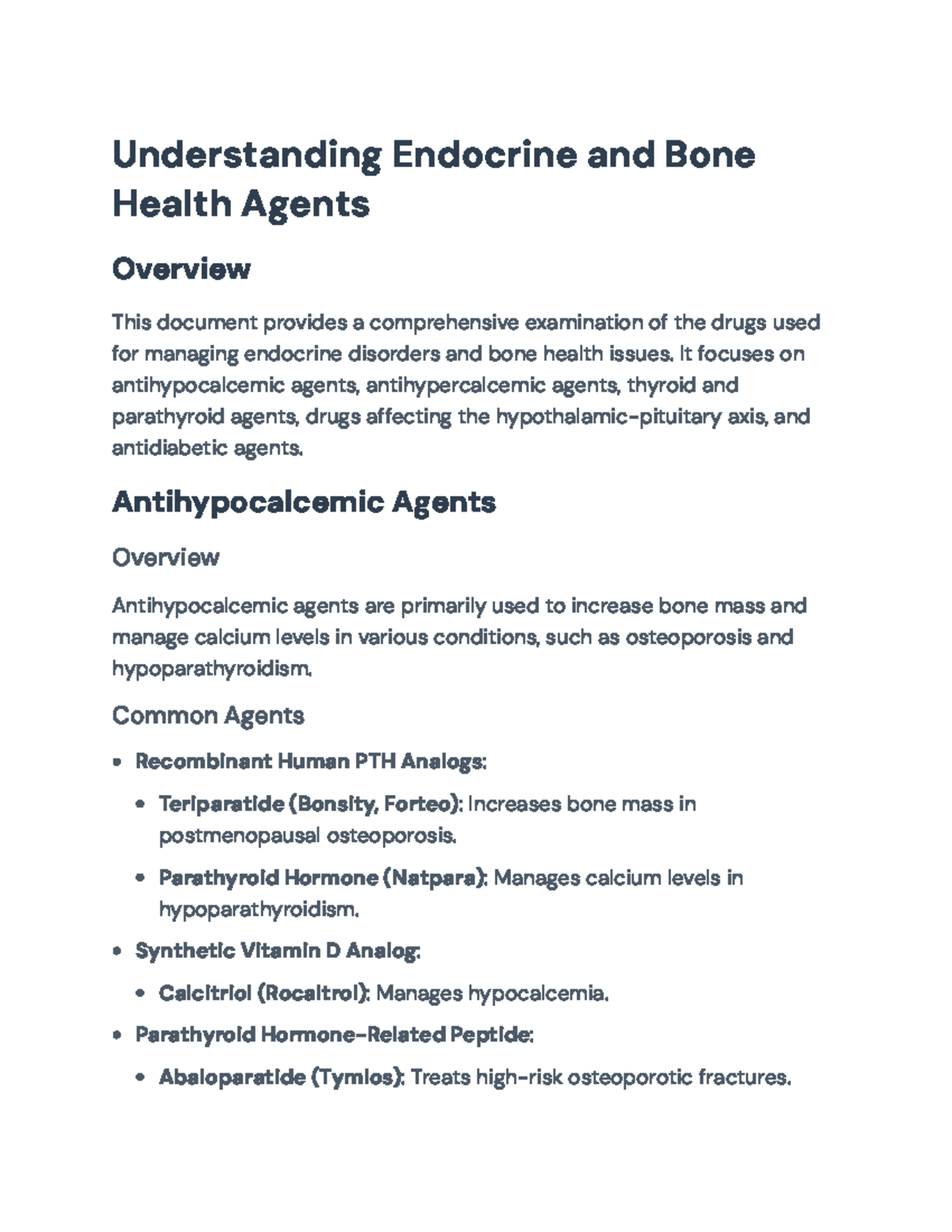 Pharmacology of Endocrine & Bone Health Agents: Overview & Management ...