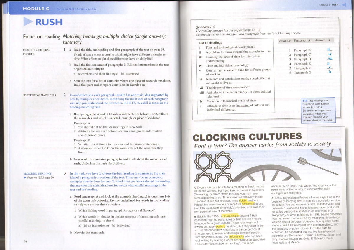 MODULE C RUSH: Focus on IELTS Units 5 & 6 Reading Strategies - Studocu