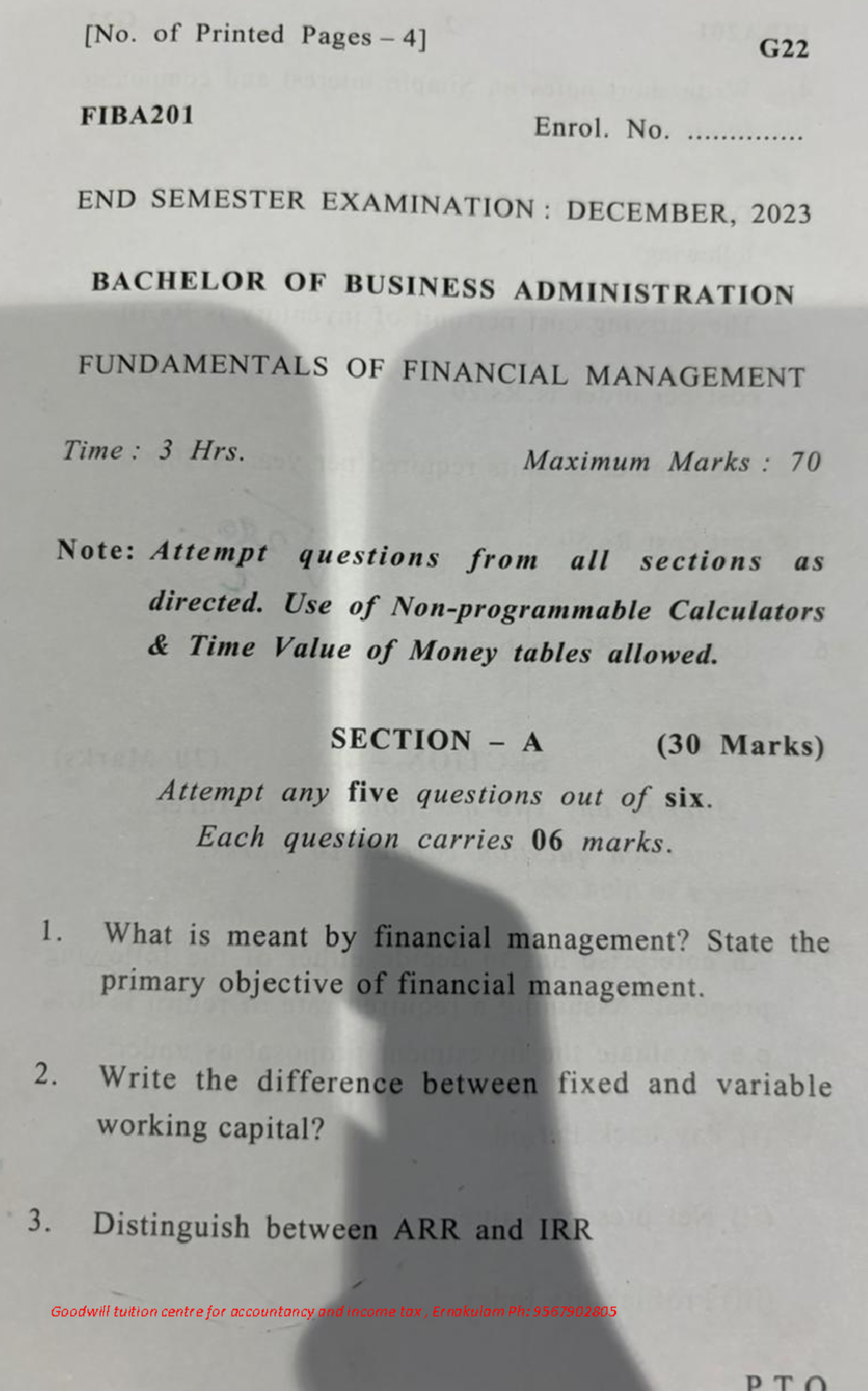 Amity University MBA END Semester Examination QUESTION PAPER December ...