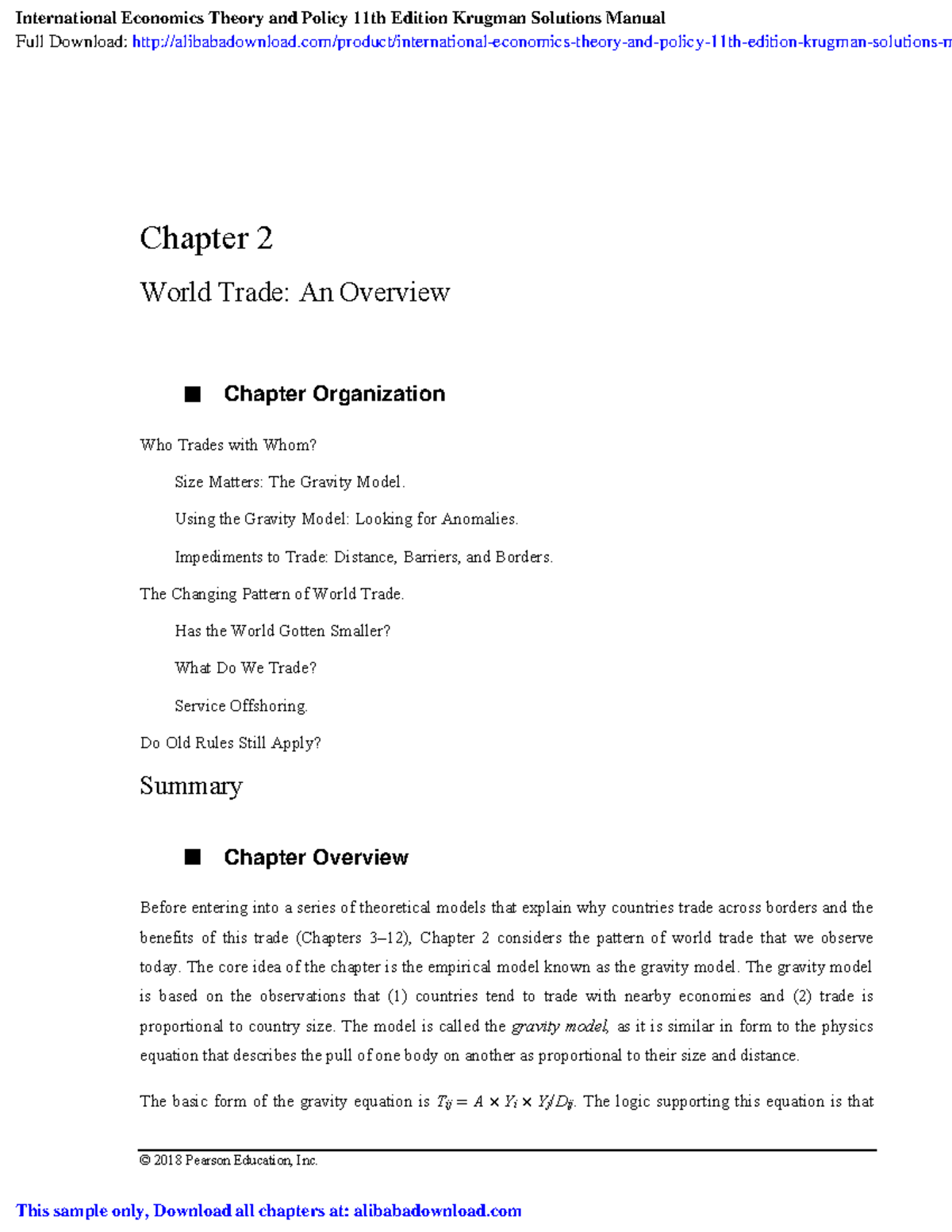 International economics theory and policy 11th edition krugman solutions manual - © 2018 Pearson ...