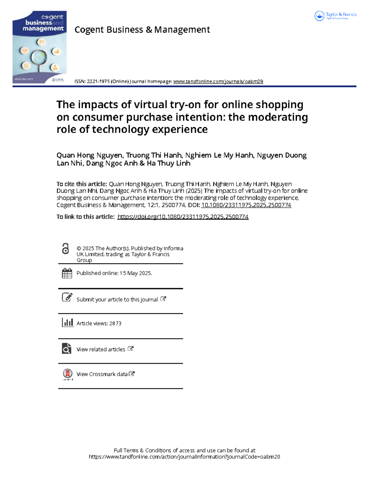 The Impacts of Virtual Try-On (VTO) on Online Shopping Intentions: A ...