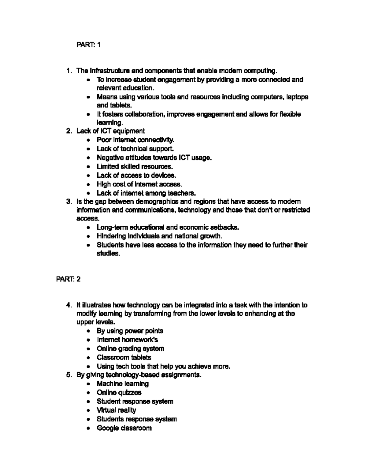 Cic assignment 3 unisa - PART: 1 1. The infrastructure and components that enable modern ...