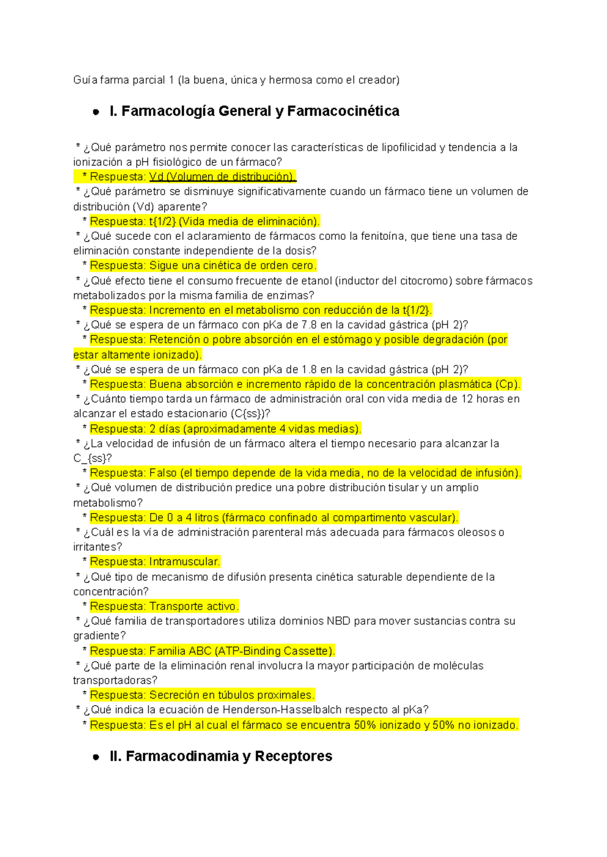 Guía Farma Parcial 1: Farmacología General y Farmacocinética - Studocu
