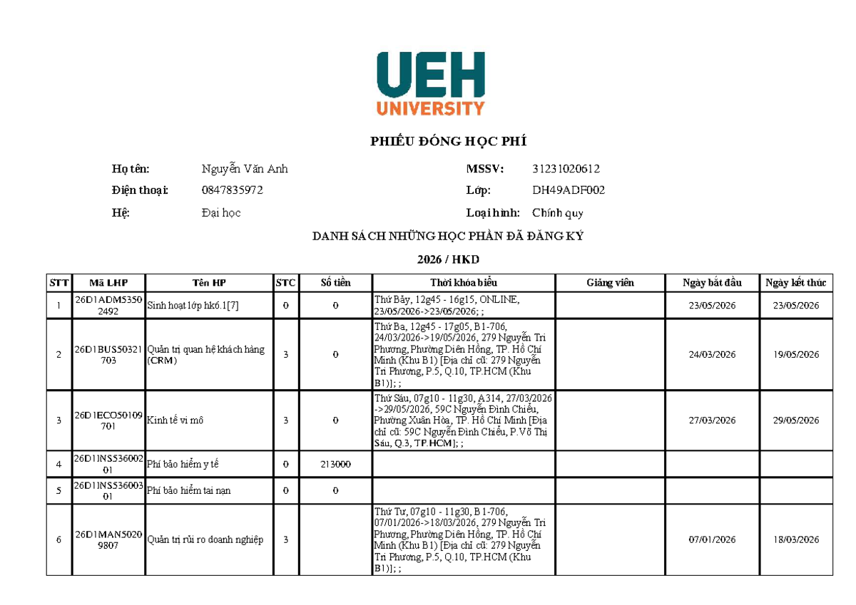 Ket Qua Dang Ky Hoc Phan 31231020612 - 31231020612 +Ӌ /ӟS +ӑ WrQ 3+,ӂ8 ...