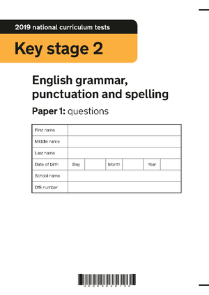 2019 ks2 English reading Reading answer booklet - First name Middle ...