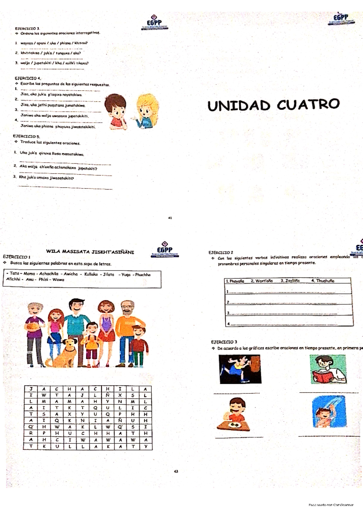 Unidad 4: Ejercicios y Traducciones en Aymara (EGPP) - Studocu